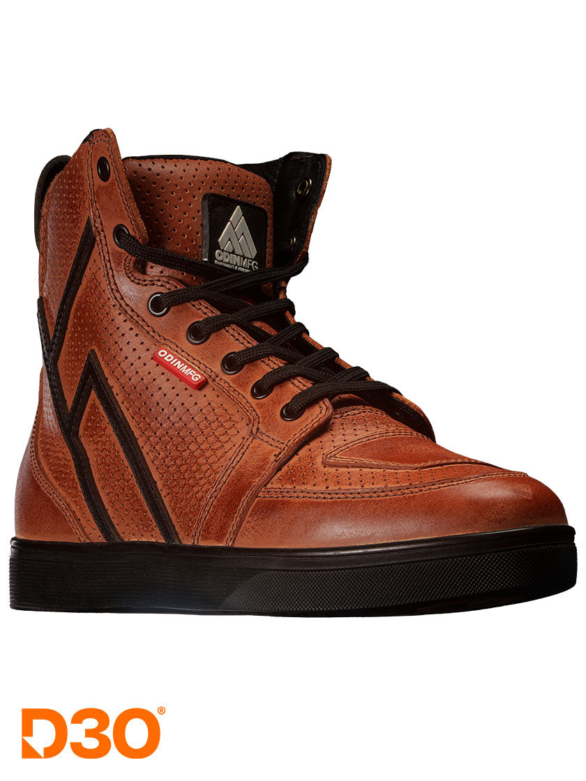 Apex Aero Perforated D3O Motorcycle Shoes - Waxed Brown - Odin Mfg