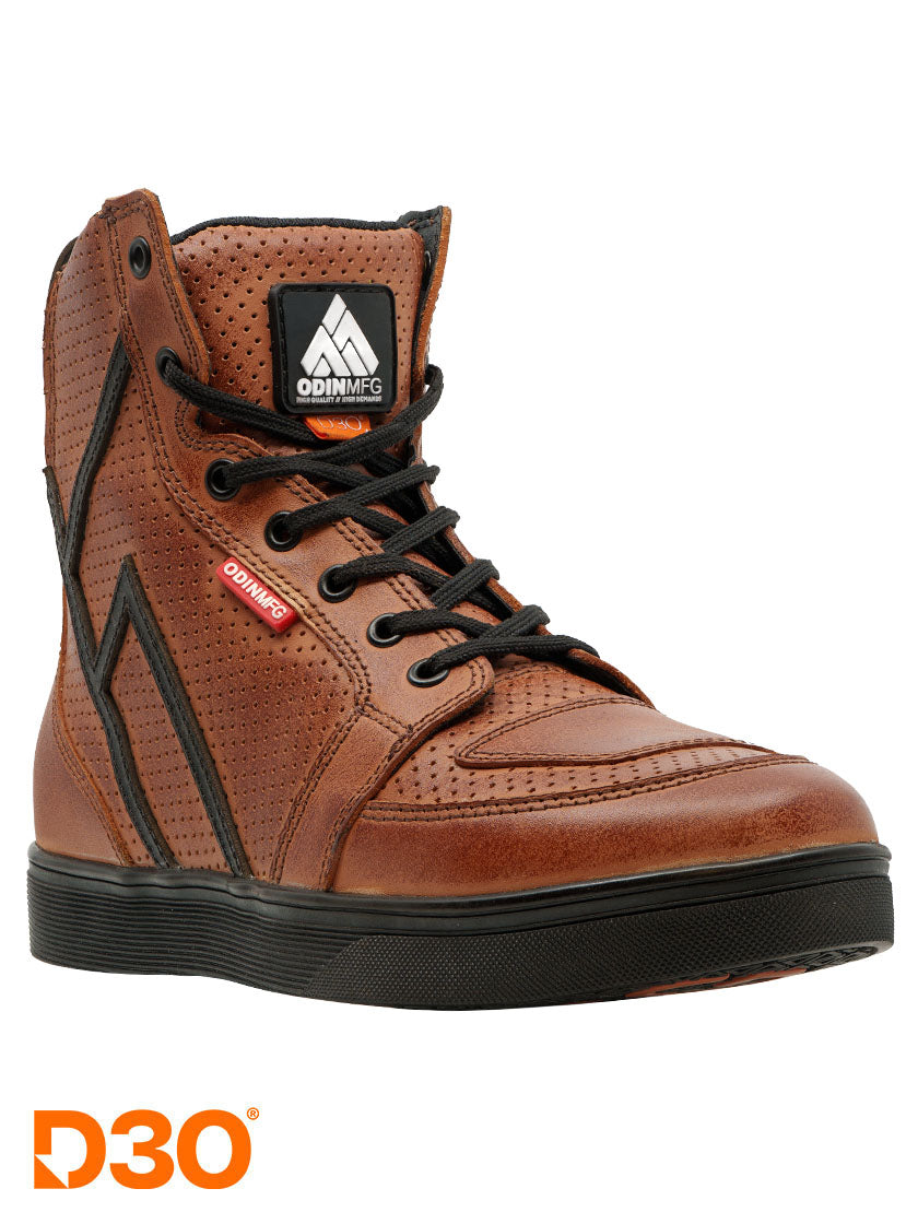 Apex Aero Perforated D3O Motorcycle Shoes - Waxed Brown - Odin Mfg