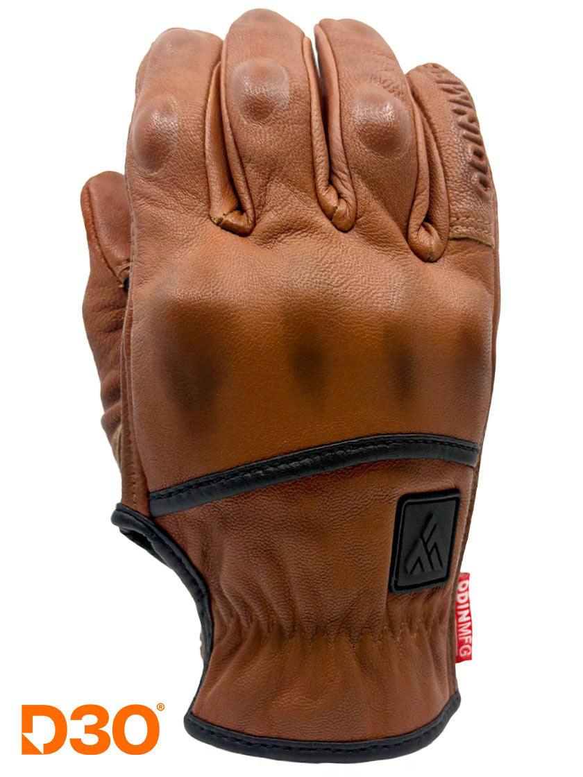 D3O Wax Brown Smooth Heavy Hitters – Leather Motorcycle Gloves | Odin Mfg