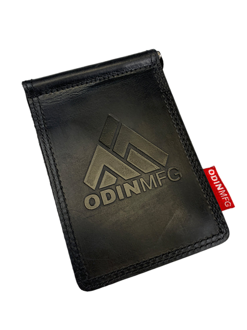 Stacked Logo Slimline Leather Billfold Wallet - Odin Mfg