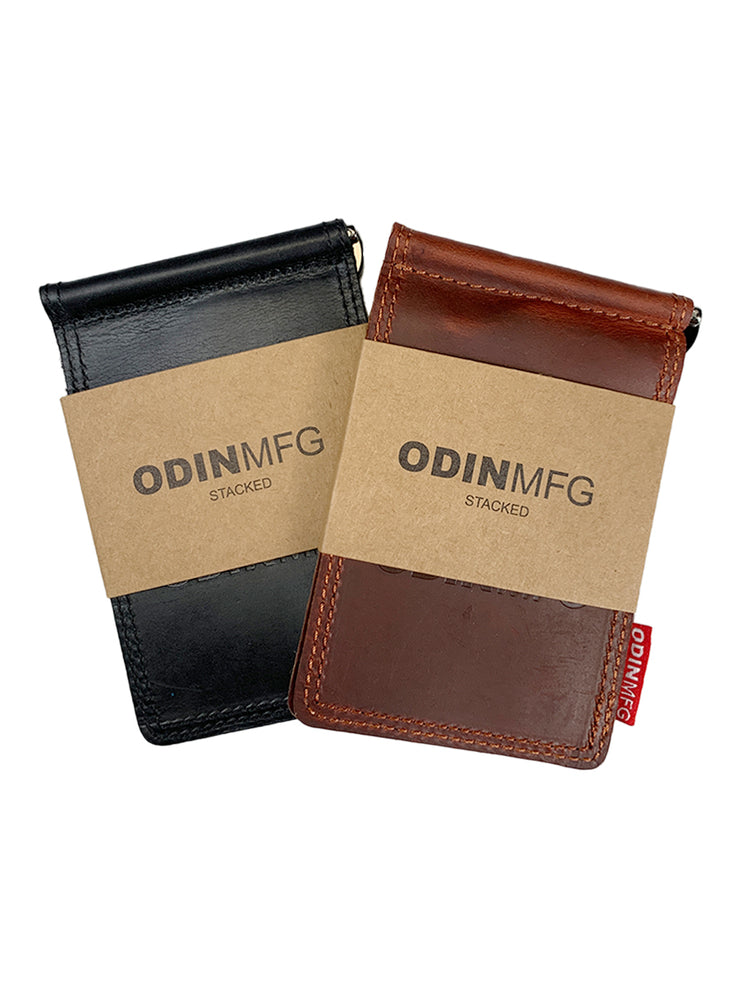 Stacked Logo Slimline Leather Billfold Wallet - Odin Mfg